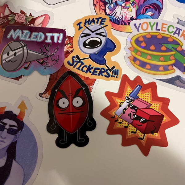 BFDI 2.5" Vinyl Sticker Pack 2 (evil Leafy, Yoylecake, Fanny, Naily ...