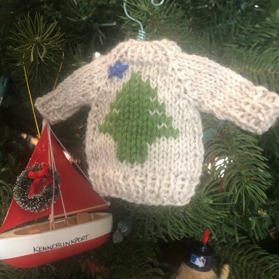 Primitive Christmas Tree Mini Sweater Ornament - Etsy