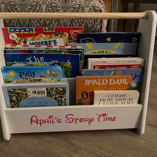 Personalised Childrens Book Caddy Case, Bookshelf, 1st Birthday. Gift ...