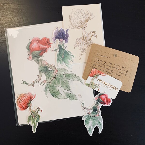Rose Flower Fae Art Print | Fairy Art | Illustration | June Birth ...