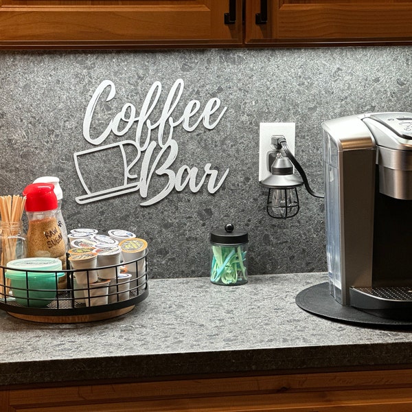 COFFEE BAR SIGN, Metal Coffee Bar Sign, Kitchen Wall Decor, Cafe Sign ...