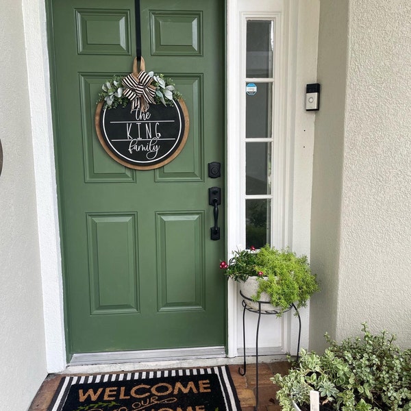 Front Door Decor | Front Door Wreath | Last Name/family | Front Door ...