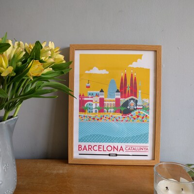 Barcelona Print Catalonia Poster Spain Poster Travel Poster - Etsy