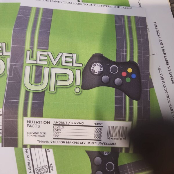 Gamer Party Candy Bar Wrapper Labels, Video Game Party Gaming Chocolate ...