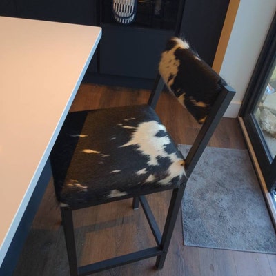 Cowhide Bar Stool Cowhide Counter Stool With Backs FPBK - Etsy