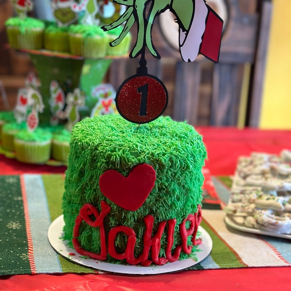 Grinch Christmas Cake Topper - Etsy