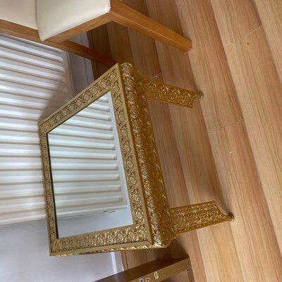 Gold Moroccan Embossed Console Metal Glass Hall Side Dressing Table - Etsy