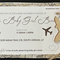 Destination Plane Boarding Pass Ticket Shower Invite and Welcome Sign ...