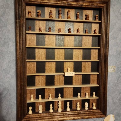 Vertical Chess Set Large Wall Mounted Wooden Game Board Conversation ...