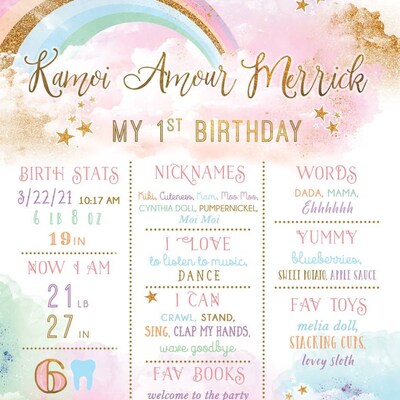 Rainbow Milestone Poster Editable Baby Infographic Board - Etsy