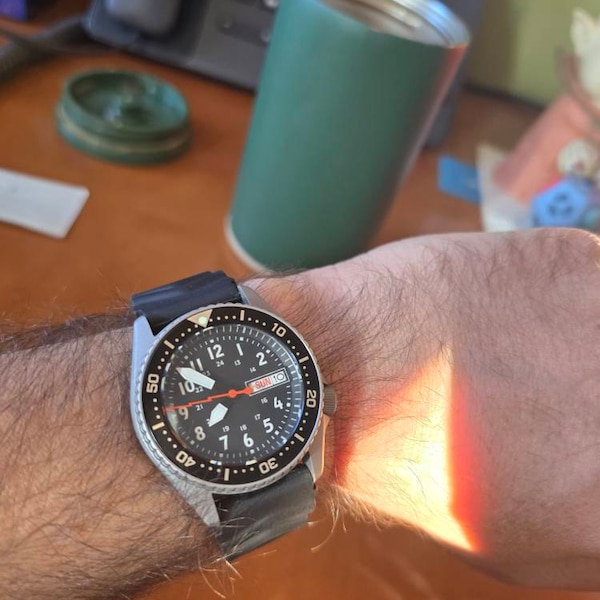 Vintage Watch Seiko Skx013 Mod Divers Watch Nh36 Orange Dial Bead Blast ...