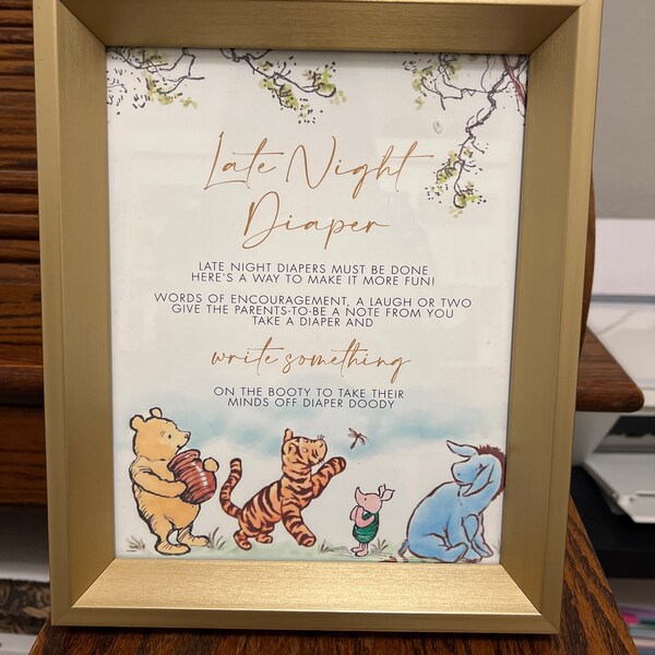 Classic Winnie the Pooh Late Night Diapers Sign, Printable Diaper Game ...