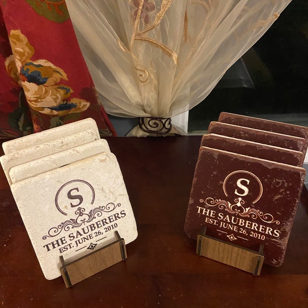 Custom Logo on Stone Coasters, Personalized Coaster, Personalized Gift ...