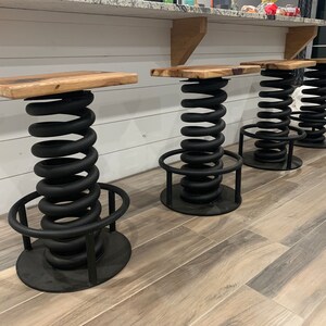 Coil Spring Bar Stool Swivel Seat in Steel, Wood, or Upholstered With ...