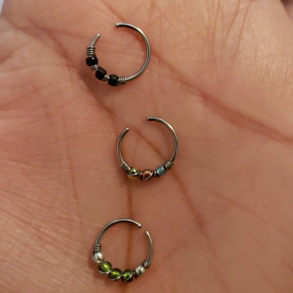 Mermaid Tears - Teal, Red & Green Nose Ring - Nickel-free Nose Jewelry ...