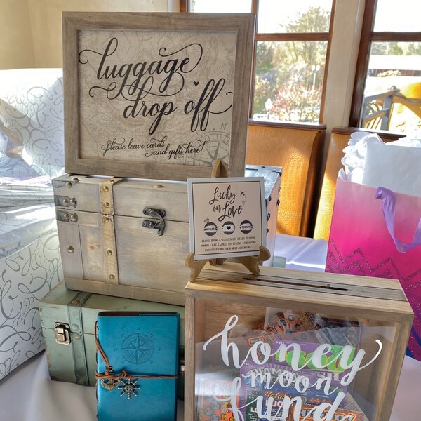 Travel Theme Party Sign, Cards and Gifts Sign, Travel Theme Wedding ...