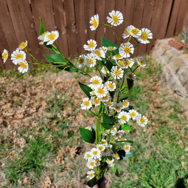 31.5" Faux Feverfew Daisy in White Yellow, Artificial Plant Flowers ...