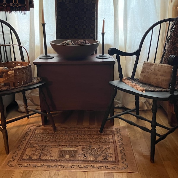 Homespun Colonial House Sampler Rug - Primitive Folk Art , Home Decor ...