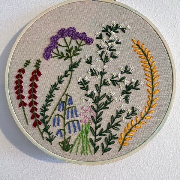 Embroidery Kit for Beginner Floral Modern Plant Hand Embroidery Kit ...