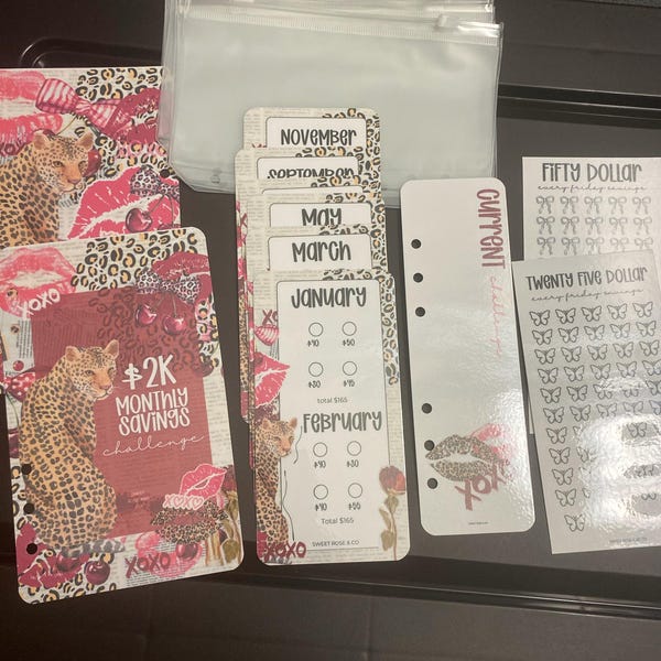 Cheetah Print Savings Challenge Binder, 2K Monthly Budget - Etsy
