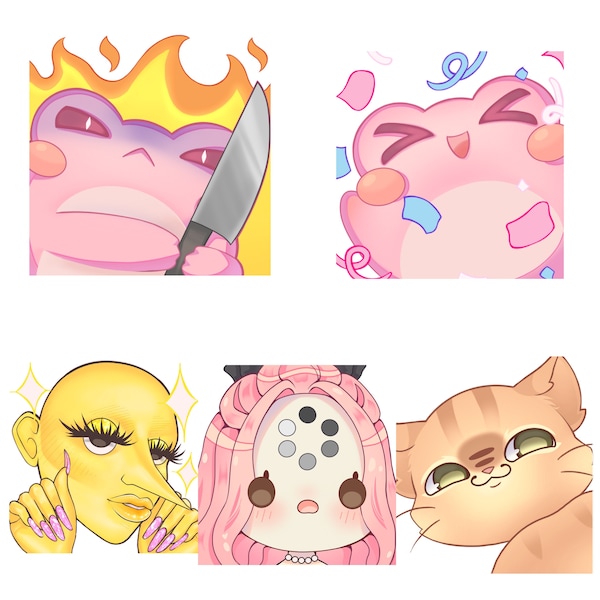 Custom Animated Twitch Emotes! Discord Cute Emoticons Chibi Animals ...