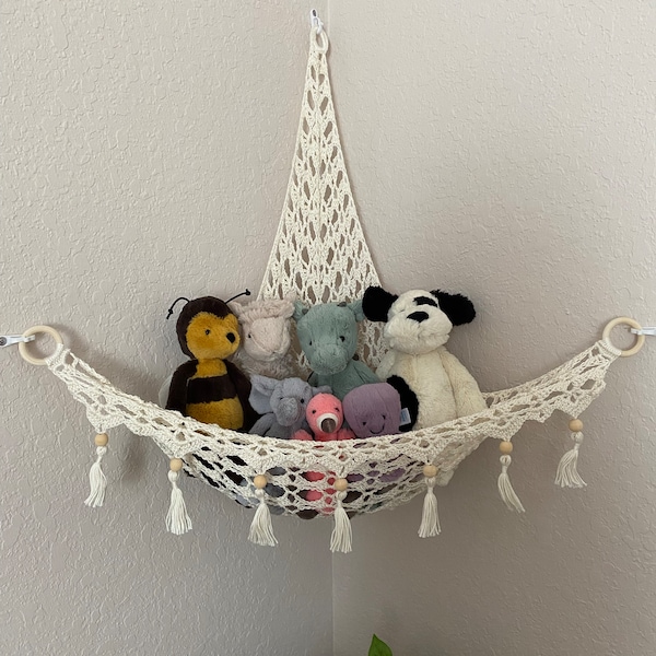 Corner Toy Hammock, Stuffed Animal Storage, Toy Storage, Plush Hammock ...