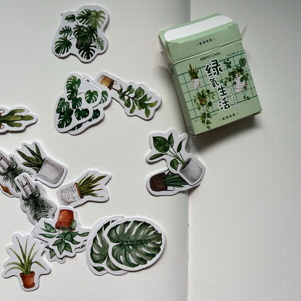 45 Pcs Potted Plants Sticker, Tropical Leaves Sticker Flakes, Plant Pot ...