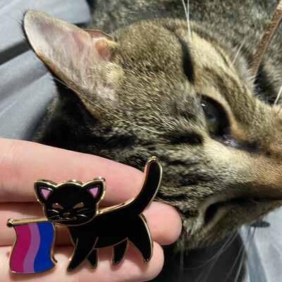Bisexual Pride Flag Cat Hard Enamel Pin Lapel Pin Bi Flag Pin Lgbtq Pin ...