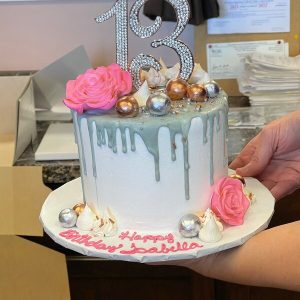 13 Birthday Cake Topper - ROSE GOLD Number Thirteen Cake Topper - 13th ...