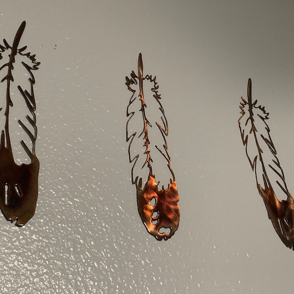 Metal Wall Accent Feather Trio Southwestern Decor Accents - Etsy