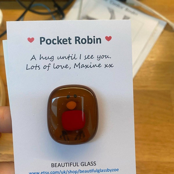Fused Glass Pocket Robin: Sentimental Keepsake Gift - Etsy UK