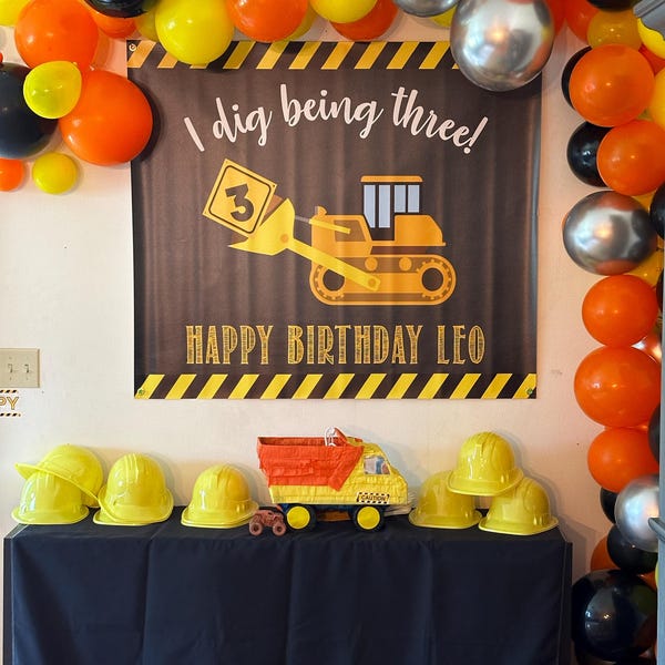 Construction Birthday Banner, Construction Backdrop, Custom Vinyl ...