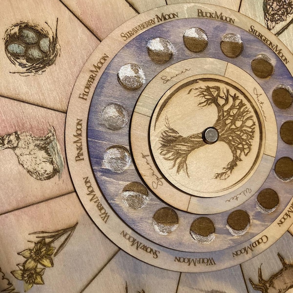 Wheel of the Year AND Perpetual Calendar / HAND PAINTED/ Original Art ...