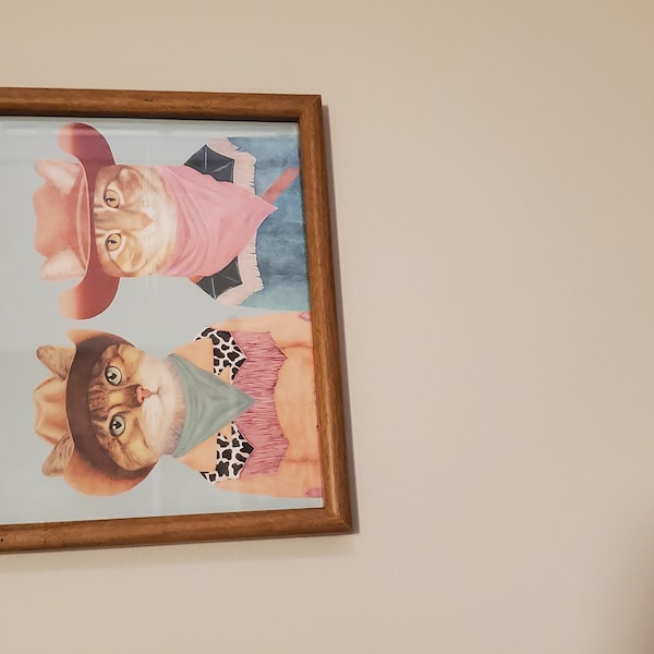 Cowboy Cats Art Print - Ginger Cat Cowboys Wall Art - Colorful Eclectic ...