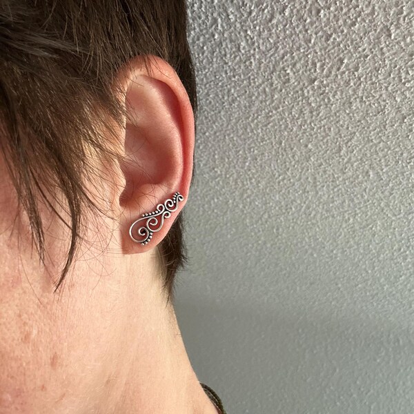 Earclimber Earring Spiral With Dots - Etsy