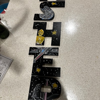 Star Jedi Space Wars Painted Letters, Black Star Jedi Painted Letters ...