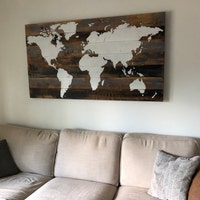 Industrial 1.0 Rustic Wood Map | World Map on Wood | Wood Map | Travel ...