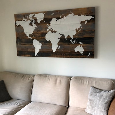Industrial 2.0 Rustic Wood Map World Map on Wood Wood Map - Etsy