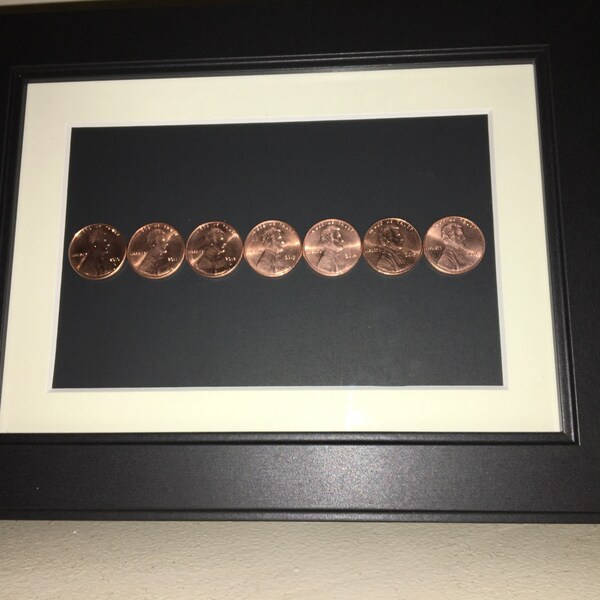 Copper Coin 7 Year Anniversary Gift - Framed Straight Line ...