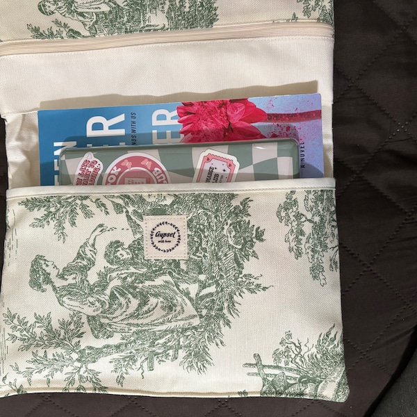 Toile De Jouy Fabric , Book Sleeve, Book Bag, Book Purse, Book ...
