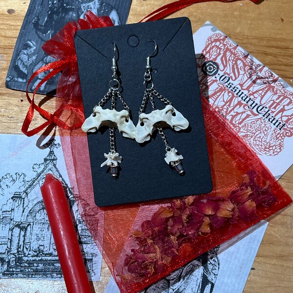 Snake Earrings, Bone Earrings, Gothic Jewelry, Bone Jewelry, Real Bone ...