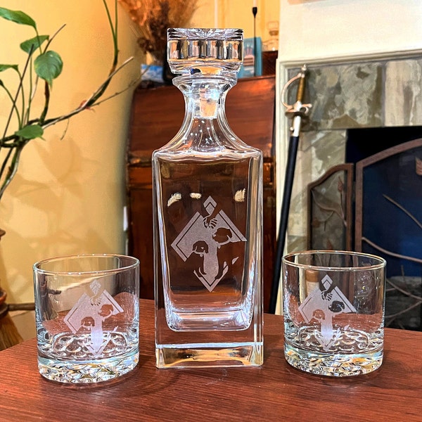 Custom Engraved Decanter Set - Logo or Personalized Text on Whiskey ...