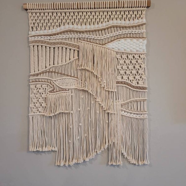 Living Room Macrame Wall Art, Natural Macrame Wall Decor, Scandinavian ...