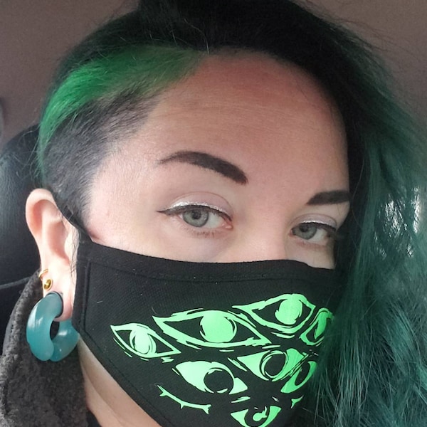 Glowing Eye Face Mask : Reflective/ Glow in the Dark Cotton Mask - Etsy