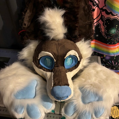 Orange White Stripe Paws,fursuit Gloves, Cosplay Paw Gloves, Cat Paws ...