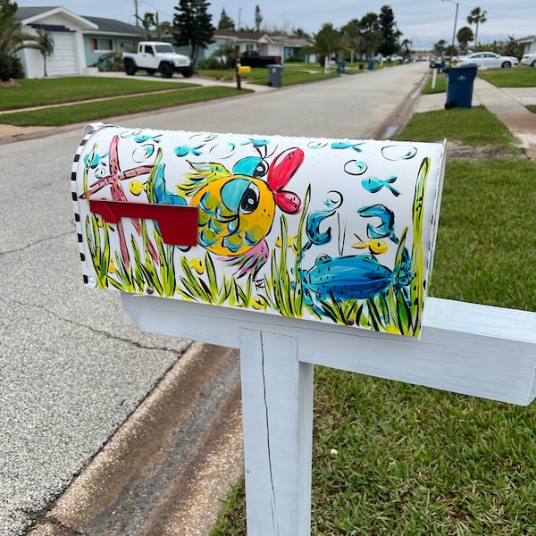 Colorful Flower Whimsical Mailbox, Hand Painted Mailbox, Decorative ...
