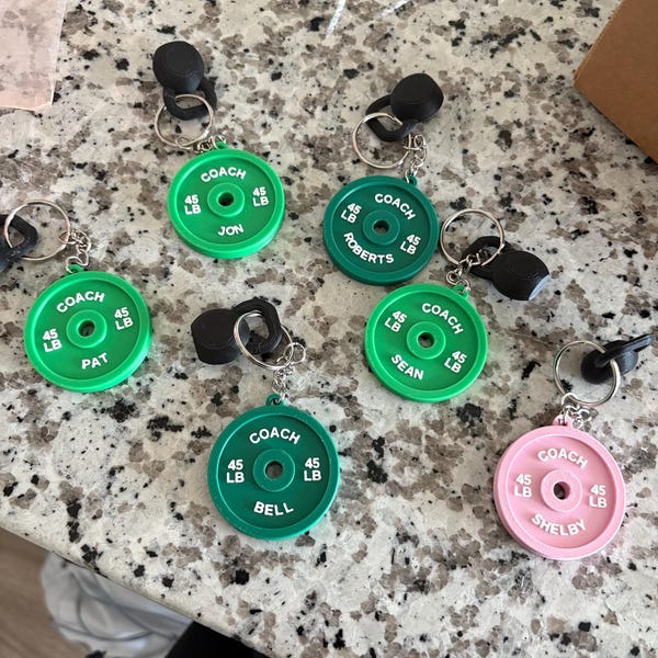 Personalized 45 LB Weight Plate Keychain | Custom Name | Gym Accessory ...
