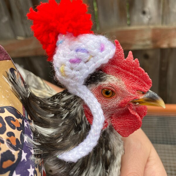 Crochet Chicken Duck Birthday Hat W/ Ruffle and Pom Pom, Poultry ...