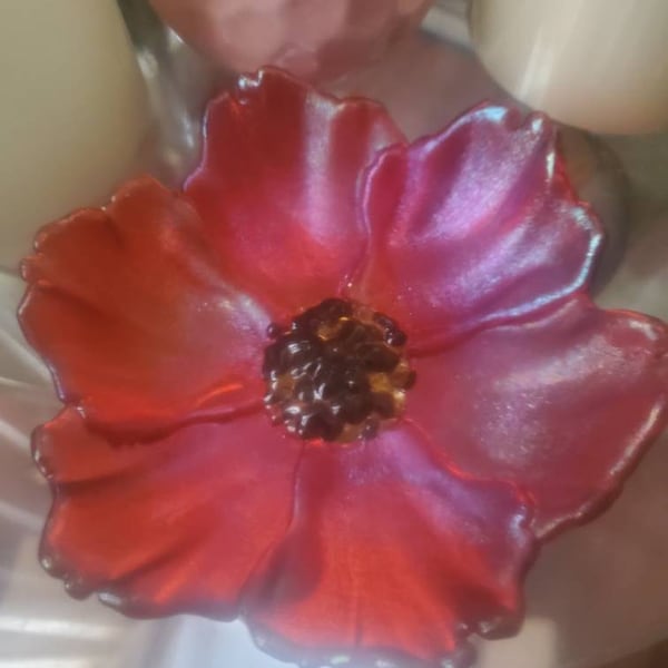Fused Glass Art Poppy Flower Bowl Gift - Etsy