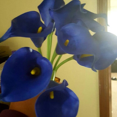Royal Blue Calla Lily Bouquet Dark Blue Royal Wedding Flowers - Etsy